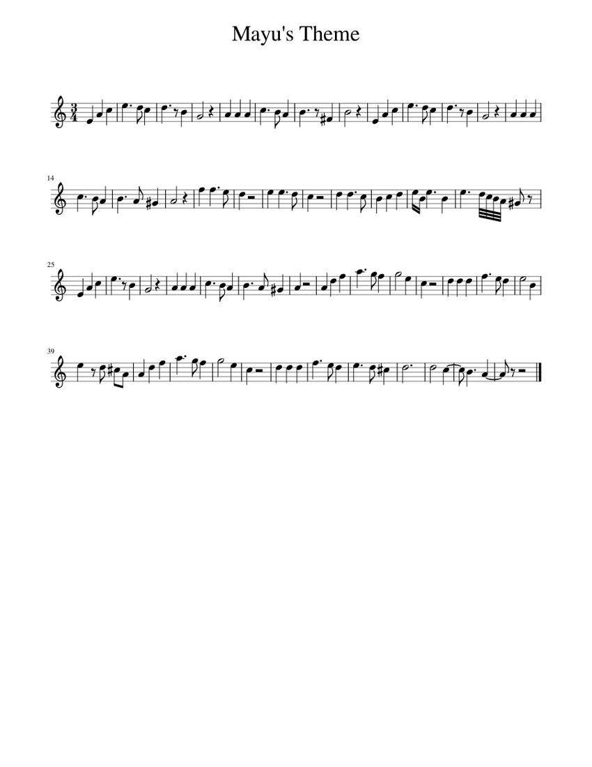 Captain Harlock Mayu's Theme Sheet Music for Piano (Solo) Easy ...