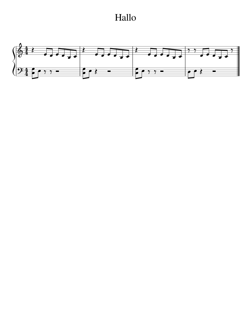 Hallo Sheet music for Piano (Solo) | Musescore.com