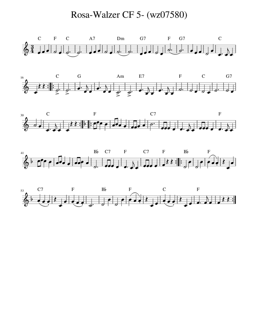 Rosa-Walzer CF 5- (wz07580) Sheet music for Accordion (Solo ...