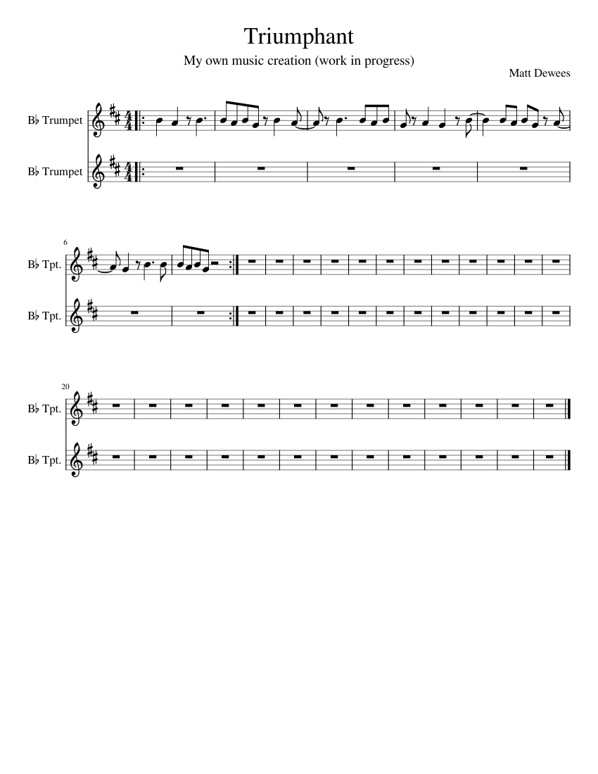 Triumphant Sheet music for Trumpet in b-flat (Brass Duet) | Musescore.com