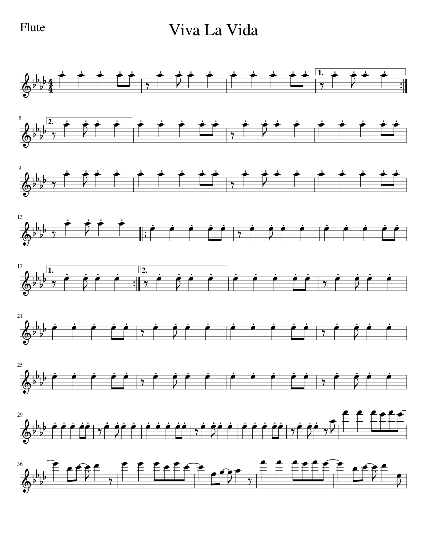 Viva La Vida Flute Sheet Music for Flute (Solo) | MuseScore.com