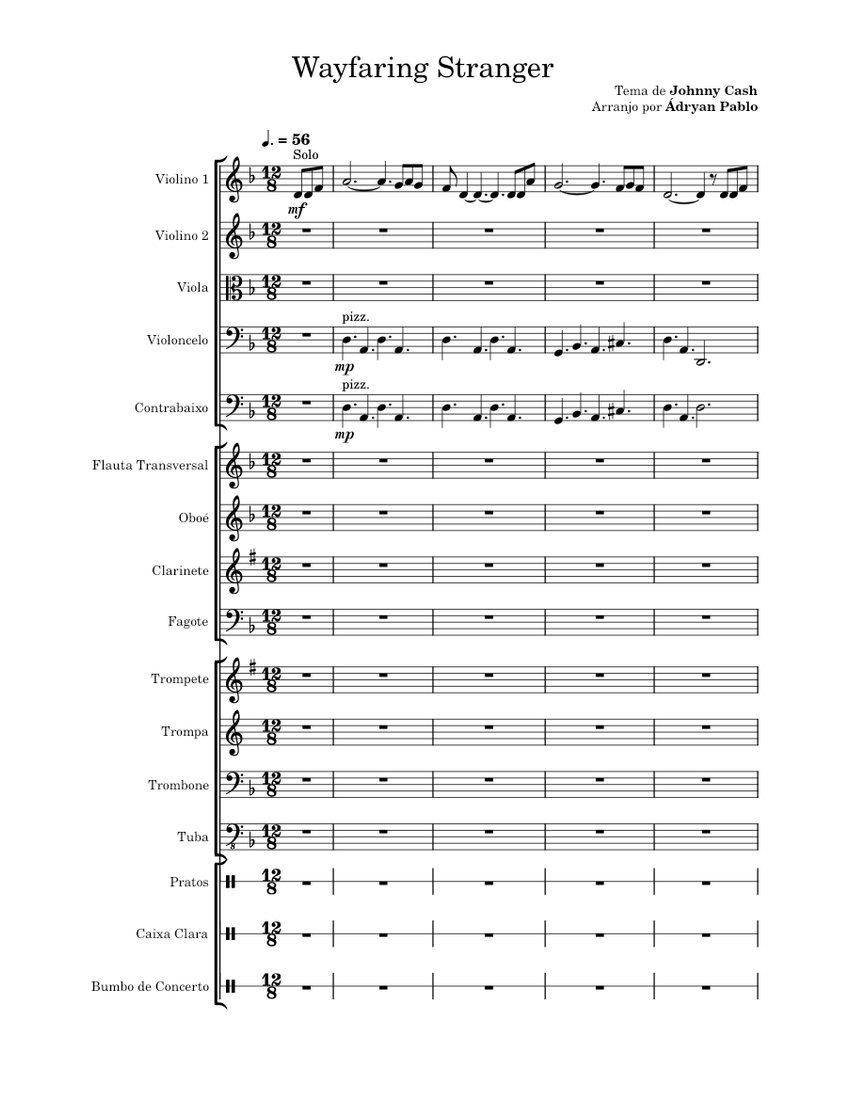 Wayfaring Stranger Sheet Music For Trombone Tuba Flute Oboe And More