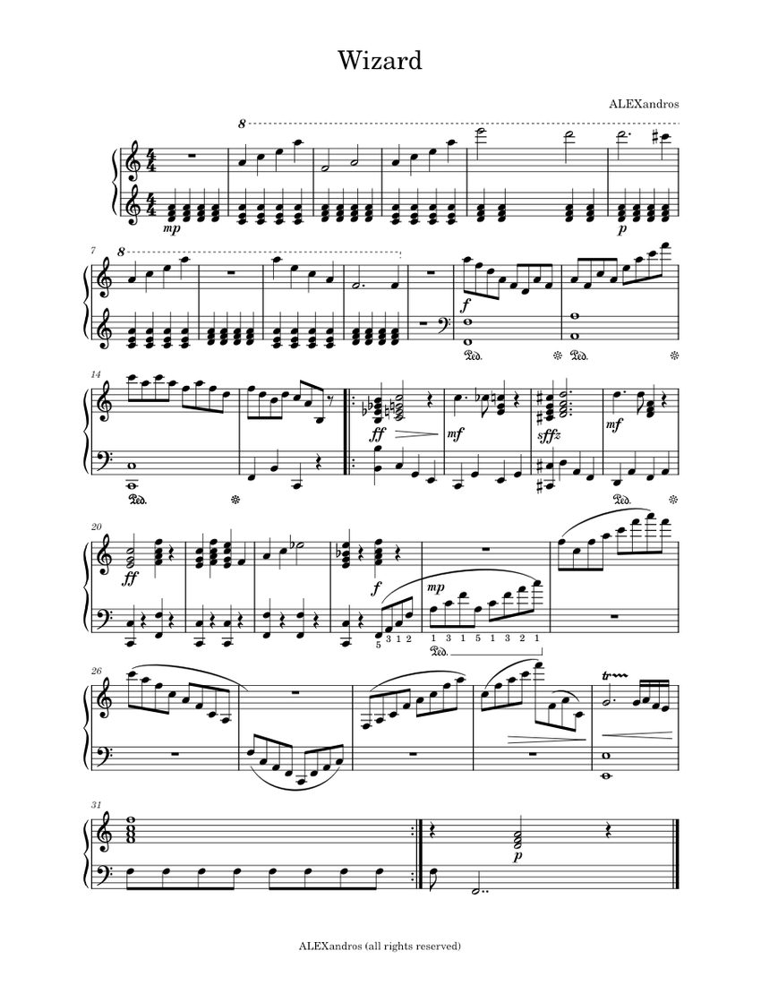 Wizard Sheet music for Piano (Solo) Easy | Musescore.com