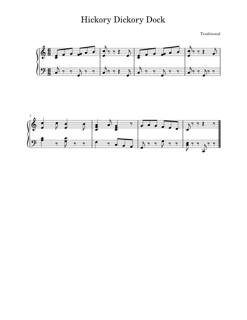 Hickory dickory dock – Misc tunes Hickory Dickory Dock Sheet Music for ...