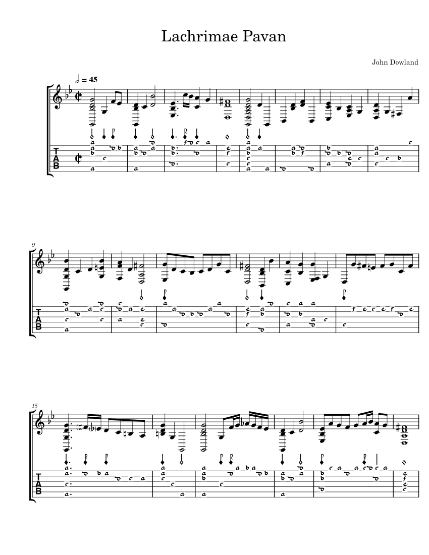 Lachrimae Pavan Sheet Music and Tab for Lute (Solo) | MuseScore.com