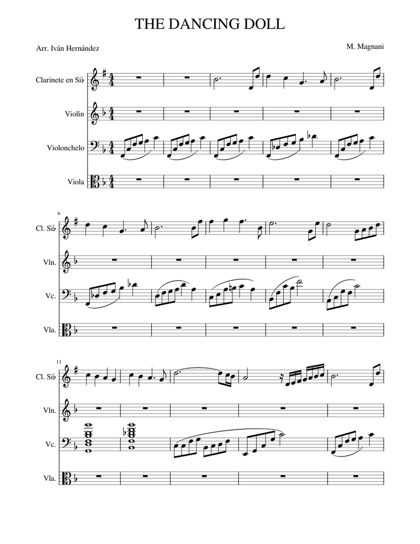 THE_DANCING_DOLL Sheet Music for Clarinet in b-flat, Violin, Viola ...