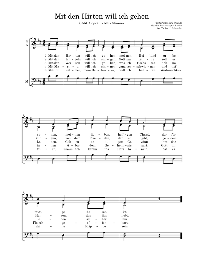 Mit den Hirten will ich gehen – August Dietrich Rische - piano tutorial