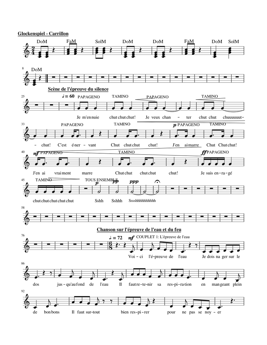 Projet Carole Tamaris La flute enchant e Sheet music for Piano (Solo ...