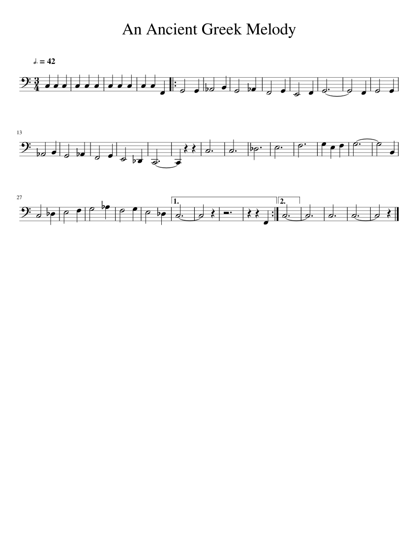 An Ancient Greek Melody Sheet music for Tuba (Solo) | Musescore.com