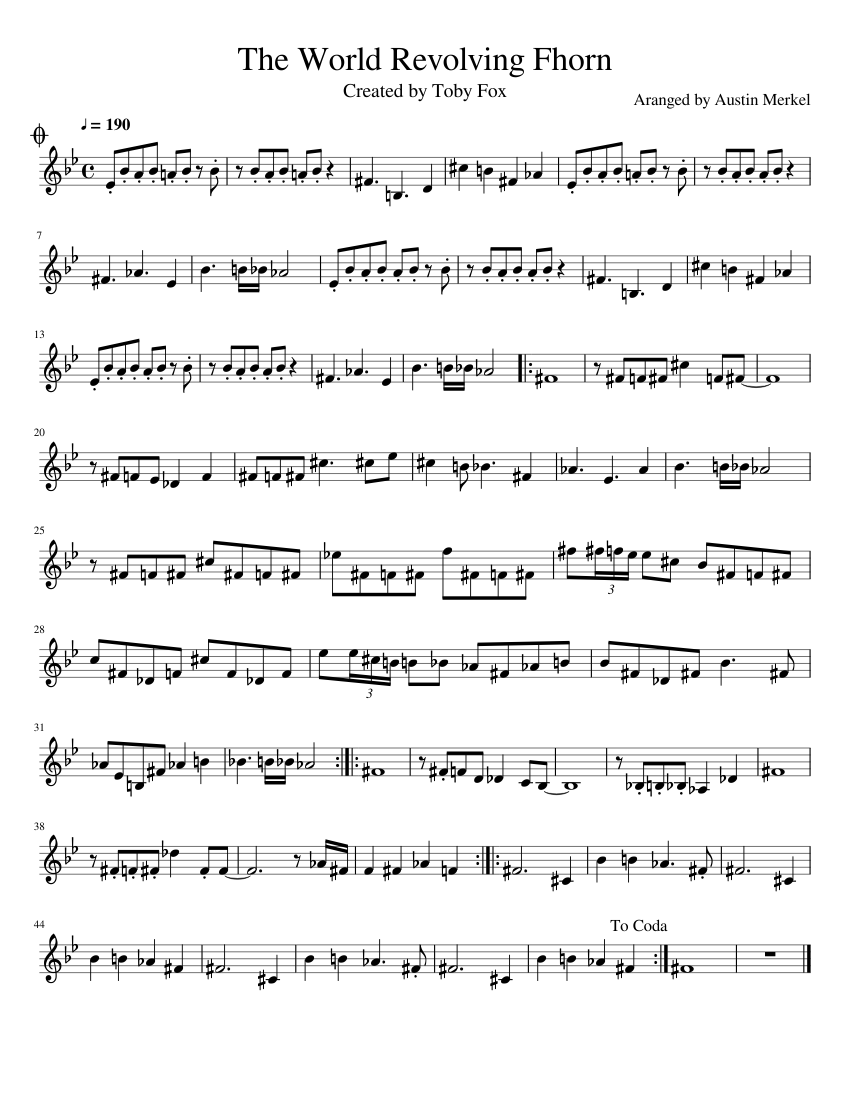 World Revolving French Horn Sheet Music for French horn (Solo ...