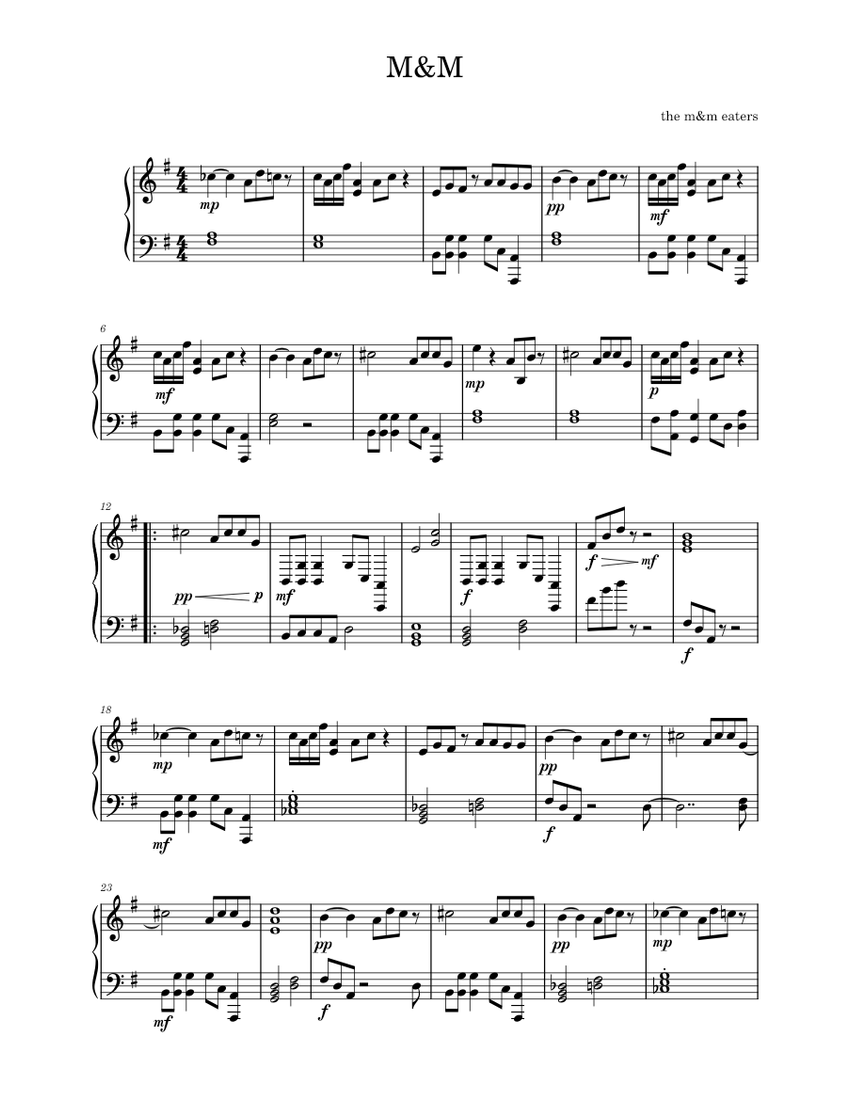 M&M Sheet music for Piano (Solo) Easy | Musescore.com