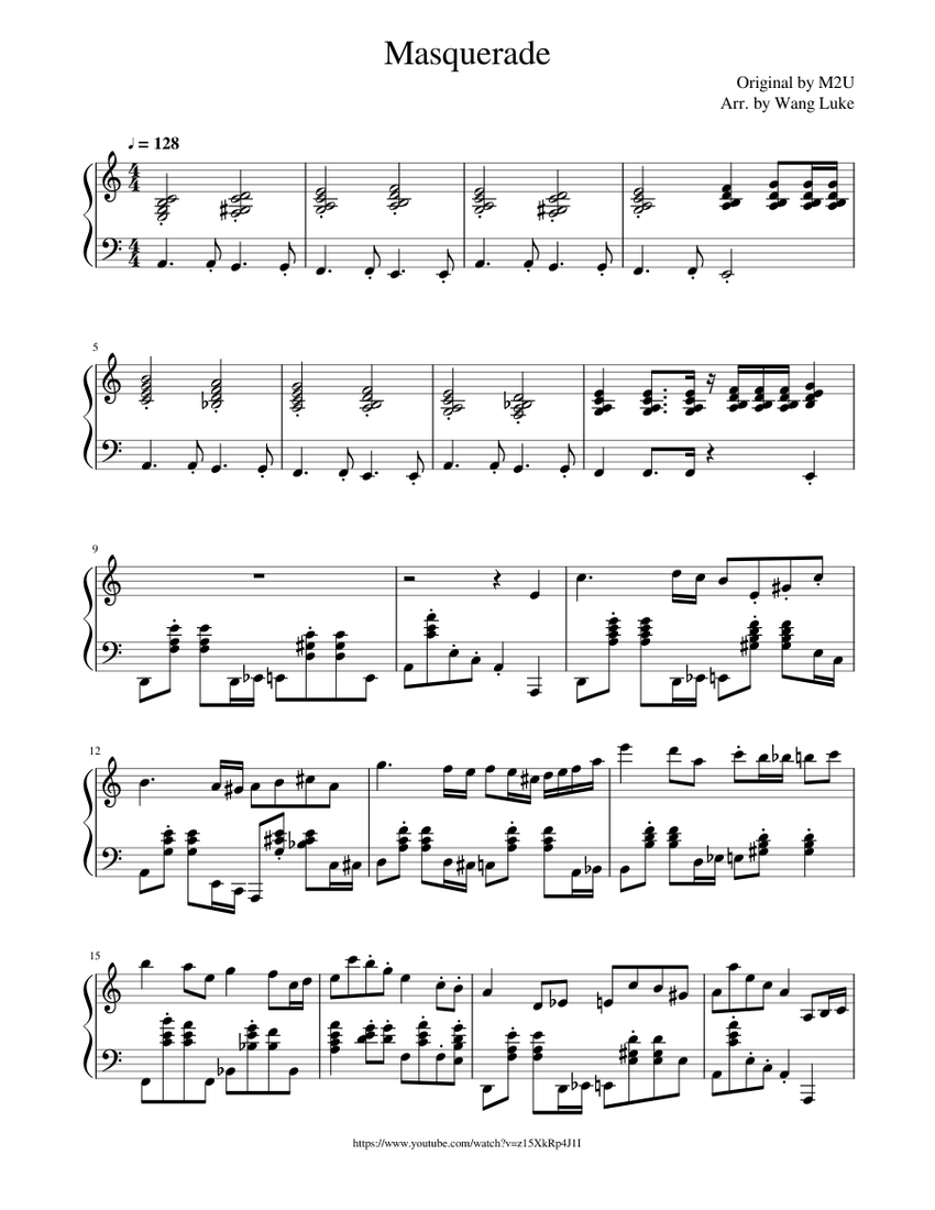 M2U - Masquerade Sheet music for Piano (Solo) | Musescore.com