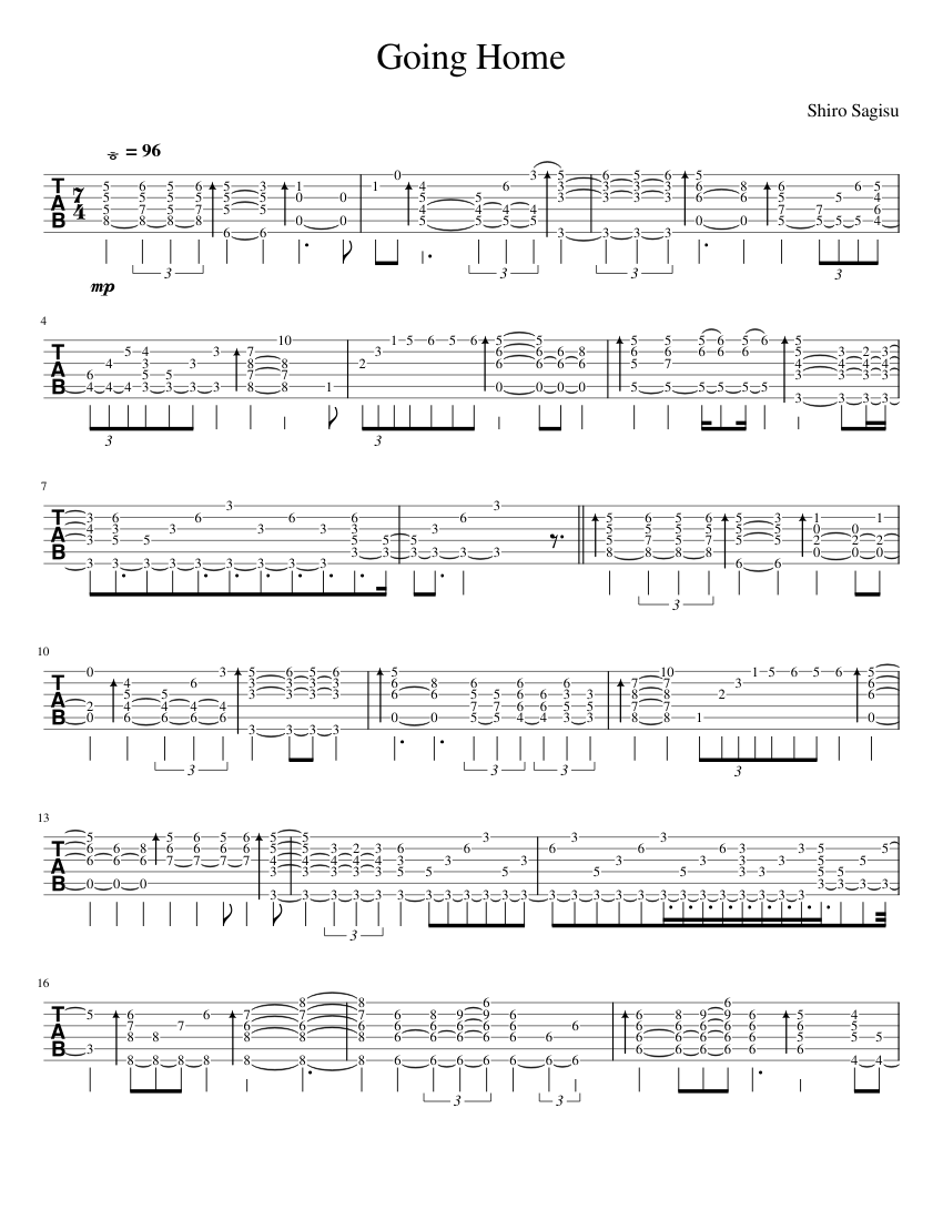 Going_Home by Shiro Sagisu Sheet Music and Tab for Guitar (Solo ...