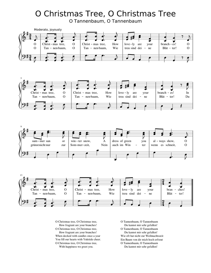 O Christmas Tree O Christmas Tree Sheet Music for Piano (Solo) Easy ...