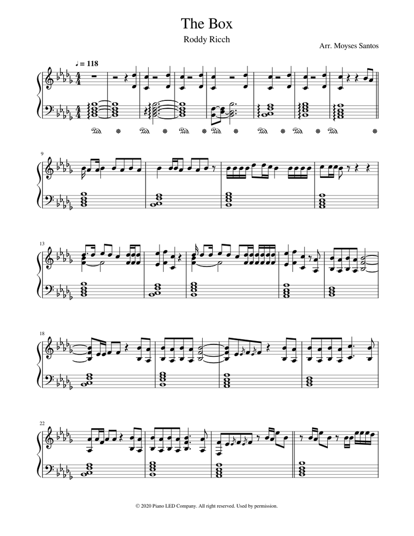 Roddy Ricch - The Box (Piano Cover) Sheet Music for Piano (Solo ...