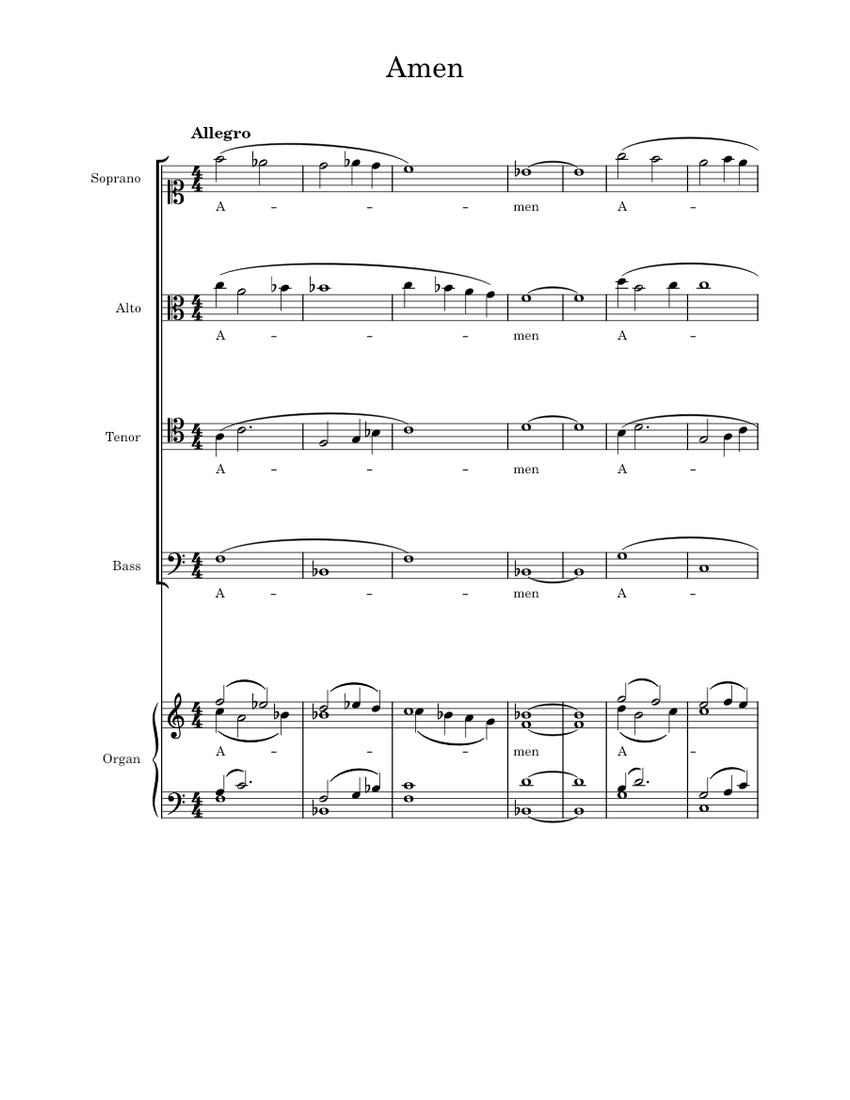 Amen Sheet music for Soprano, Alto, Tenor, Bass voice & more ...
