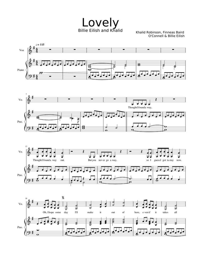 Lovely Sheet Music for Piano, Vocals (Solo) | MuseScore.com