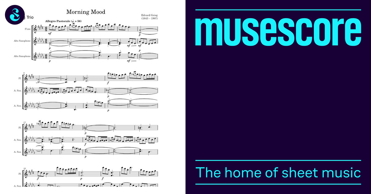Morning Mood from Peer Gynt Suite No. 1 – Edvard Grieg Sheet Music for ...