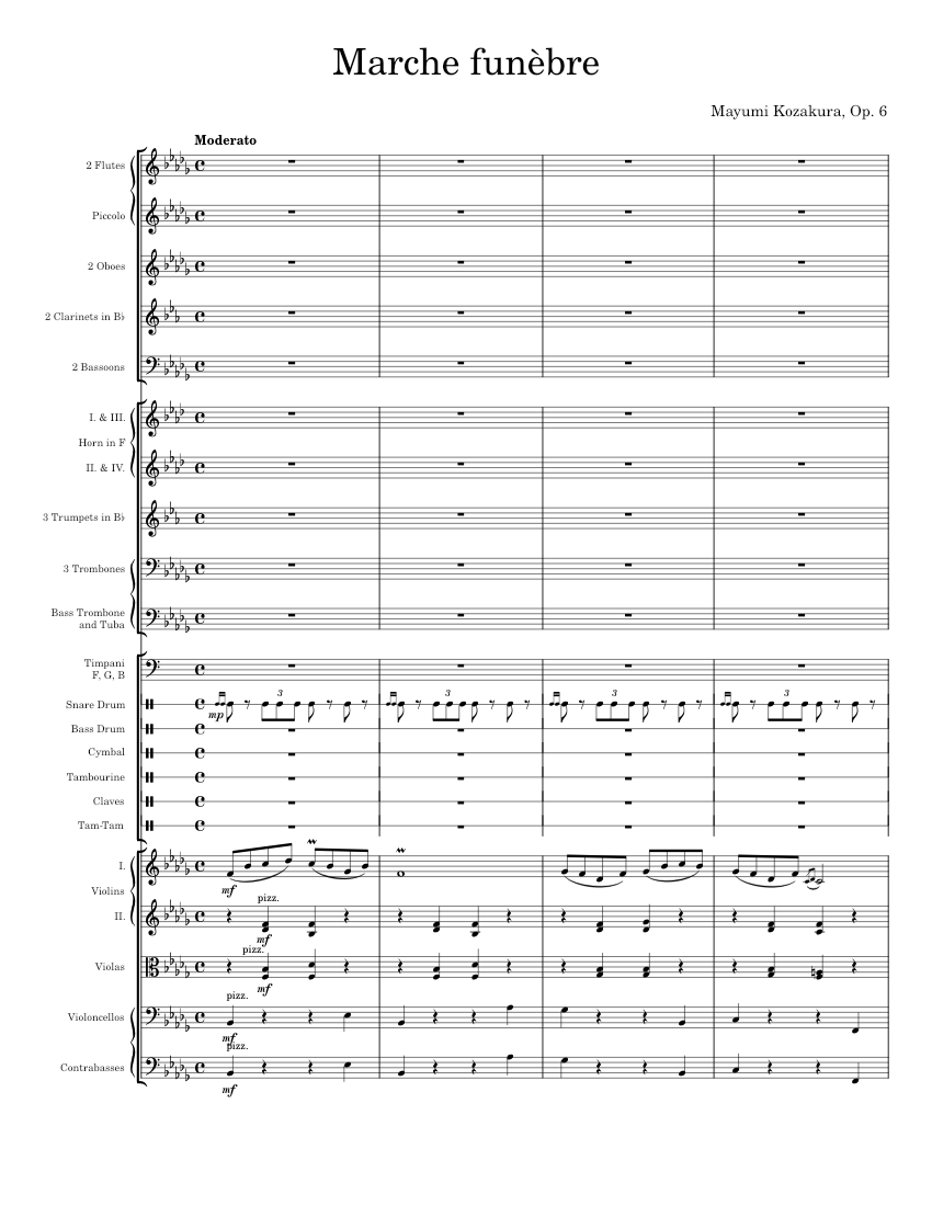 Marche funèbre Sheet Music for Trombone, Tuba, Tambourine, Flute ...