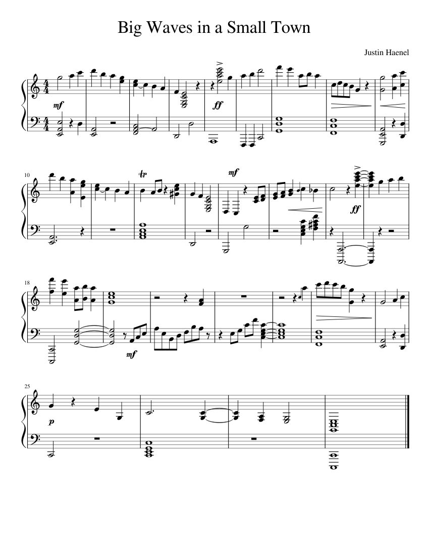 Big Waves in a Small Town Sheet music for Piano (Solo) Easy | Musescore.com