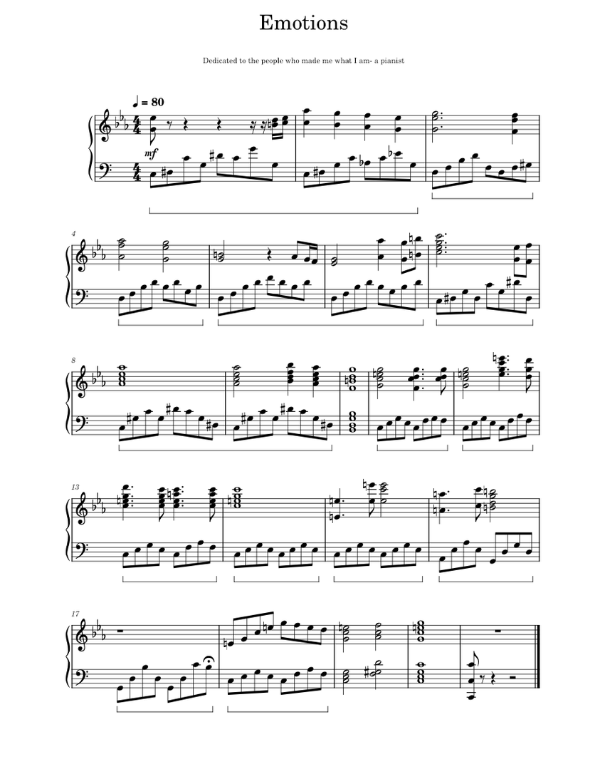 Emotions- Logan Hoard Sheet music for Piano (Solo) | Musescore.com