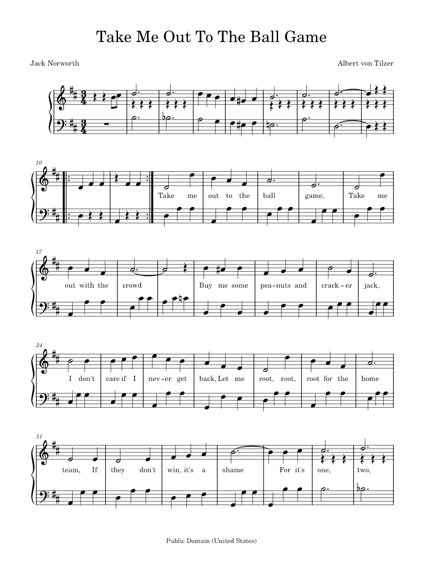 Take Me out to the Ball Game – Albert Von Tilzer Take Me Out To The ...