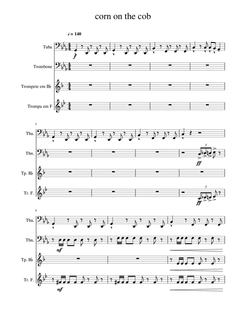 Corn on the cob Sheet music for Trombone, Tuba, Trumpet in b-flat ...