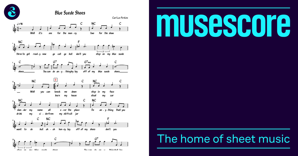 Blue Suede Shoes (Lead sheet with lyrics ) Sheet Music with Chords for ...