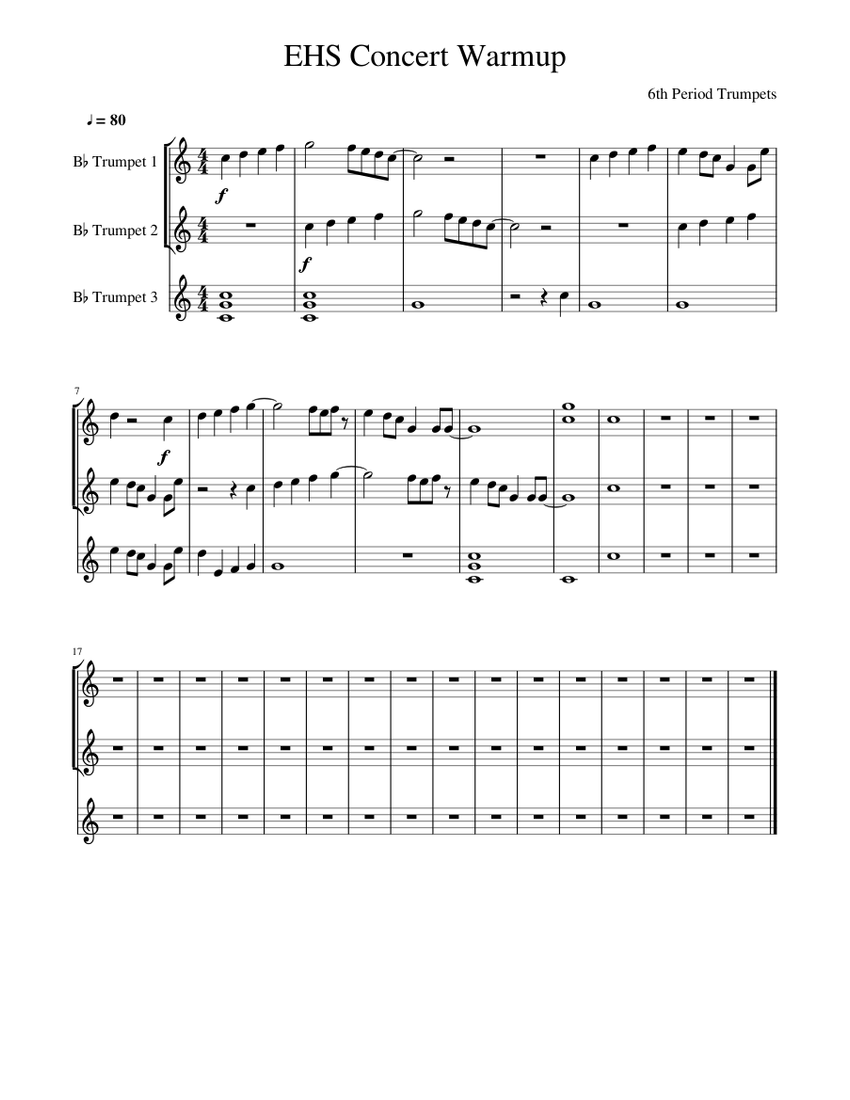 EHS Concert Warmup Sheet music for Trumpet in b-flat (Mixed Trio ...