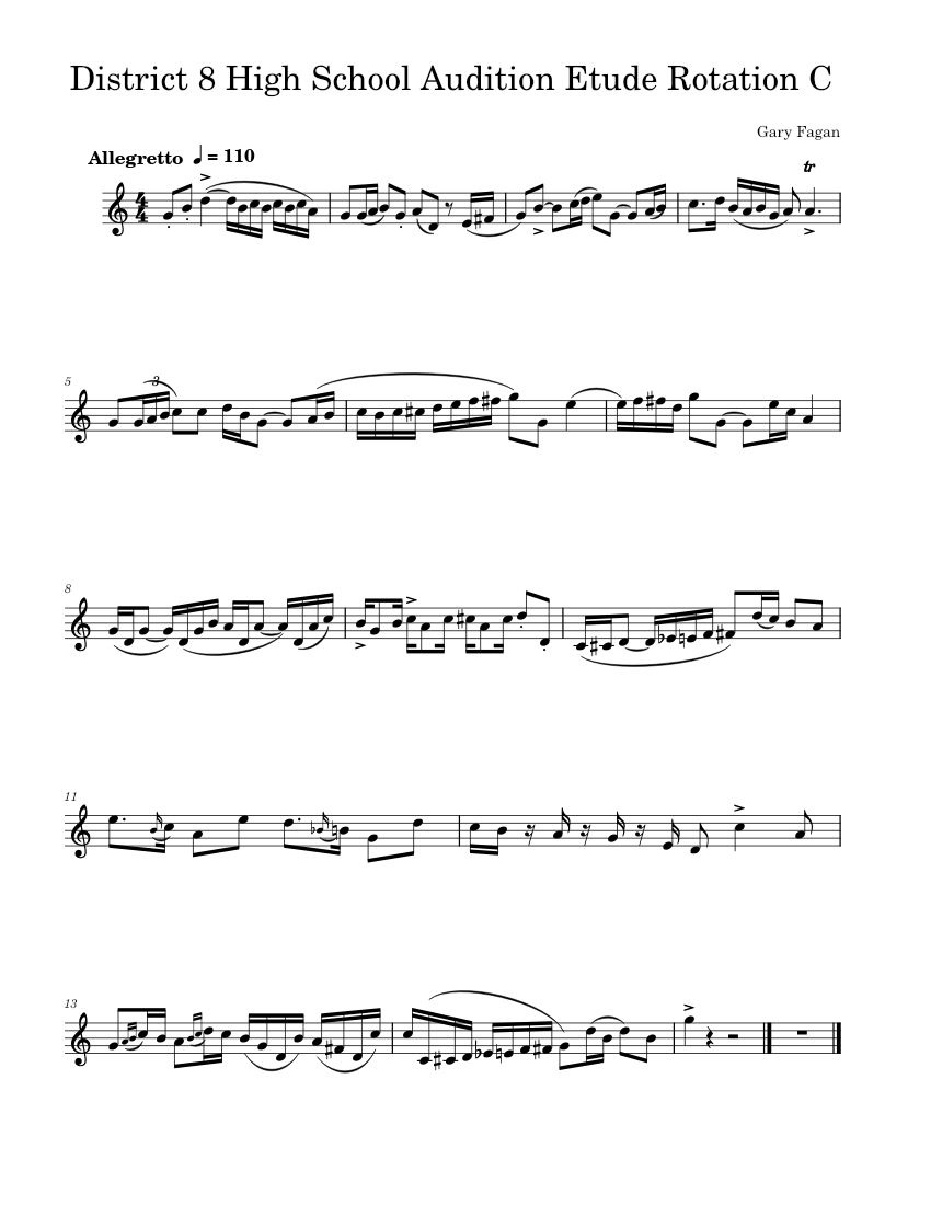 District 8 High School Audition Etude Rotation C – Gary Fagan District ...