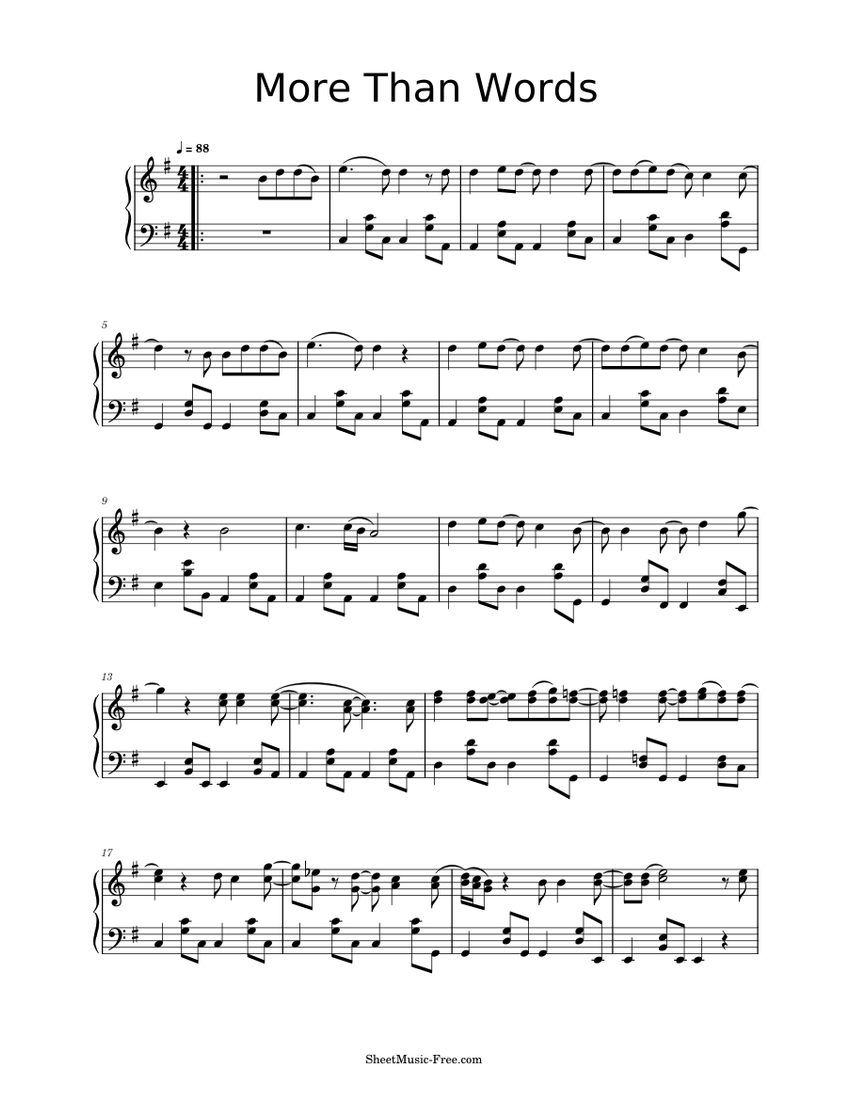 More Than Words Sheet music for Piano (Solo) | Musescore.com