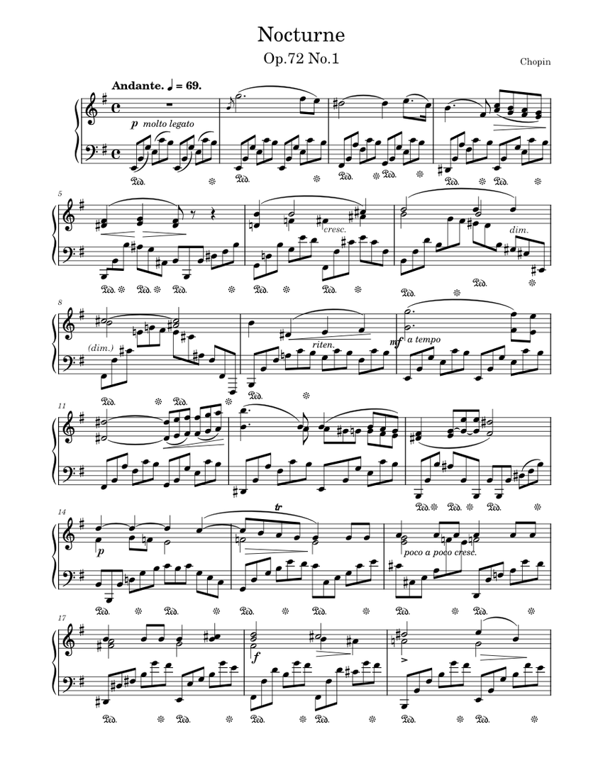 Nocturne Op.72 No.1- Chopin Sheet Music for Piano (Solo) | MuseScore.com