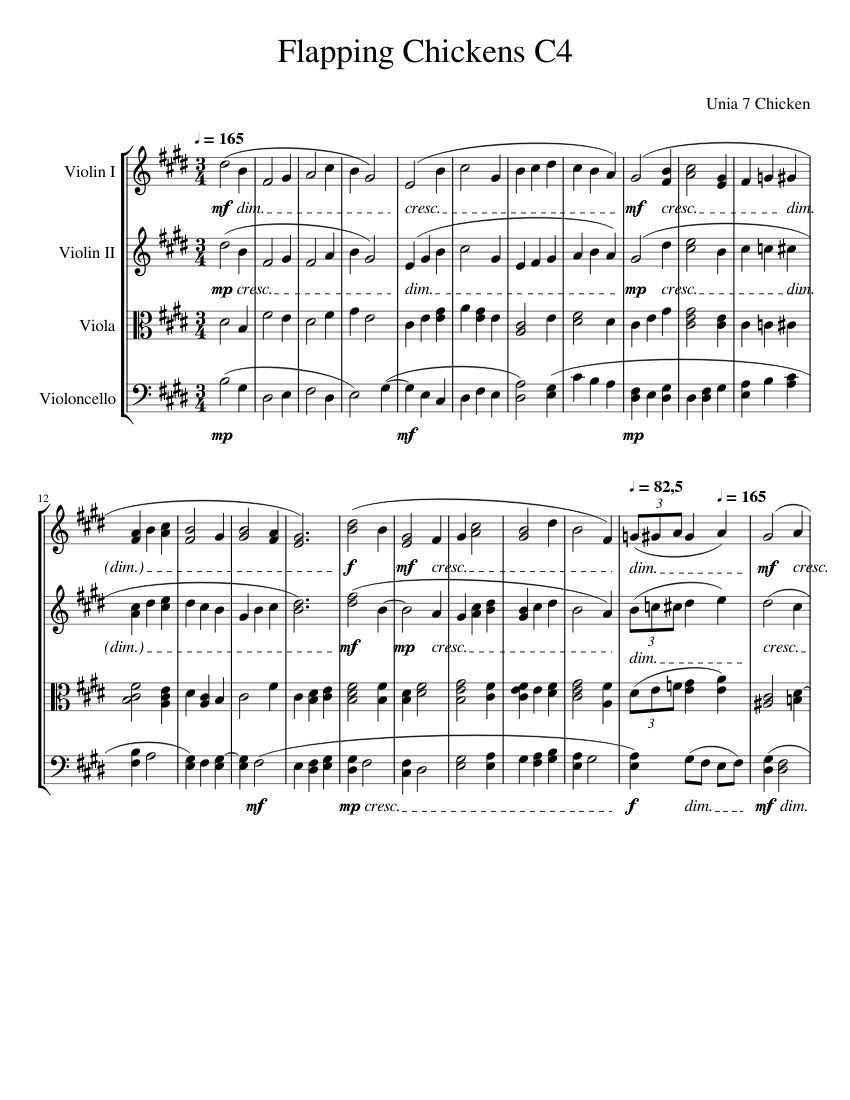 Flapping_Chickens_Split C Sheet music for Violin, Viola, Cello (String ...