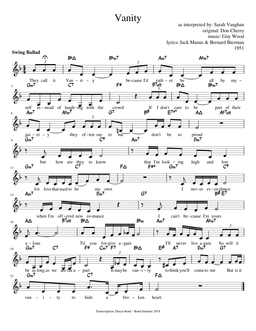 Vanity Sheet Music for Piano (Solo) Easy | MuseScore.com