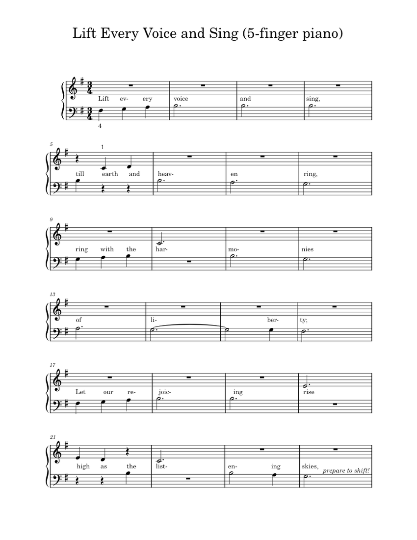 Lift every voice and sing – John R. Johnson Sheet music for Piano (Solo ...