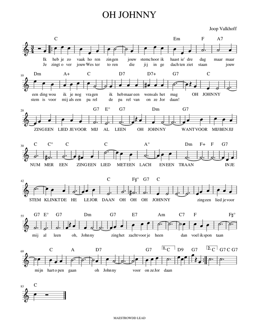 OH_JOHNNY Sheet Music for Piano (Solo) Easy | MuseScore.com