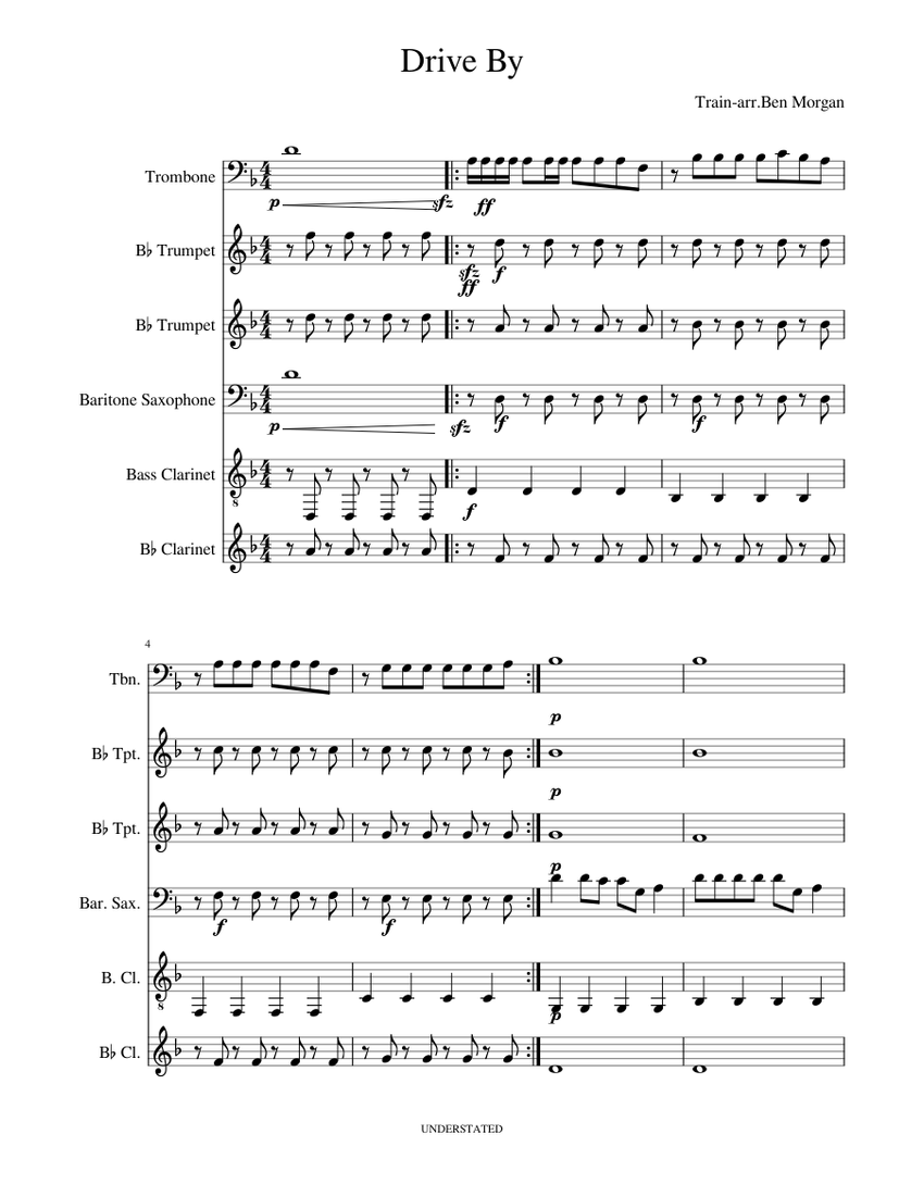 Drive By Sheet music for Trombone, Clarinet other, Trumpet other (Mixed ...