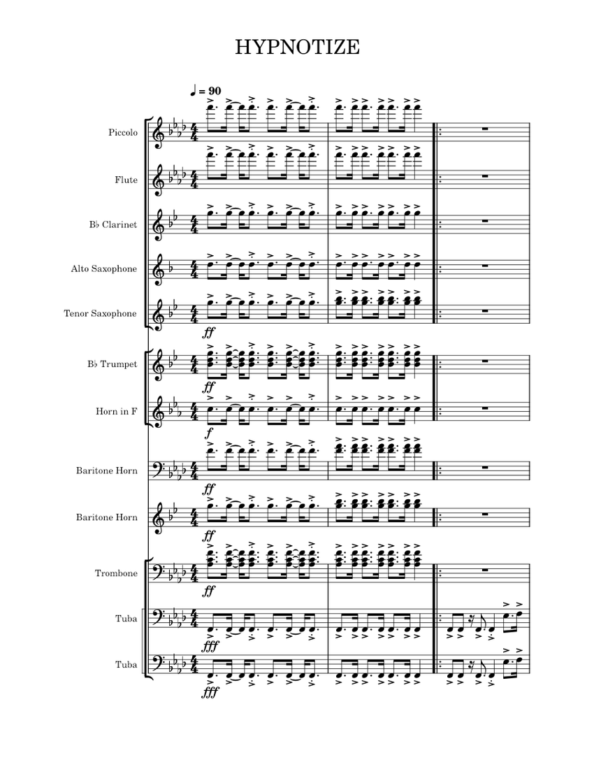 HYPNOTIZE Sheet Music for Trombone, Tuba, Flute piccolo, Flute & more instruments (Mixed ...