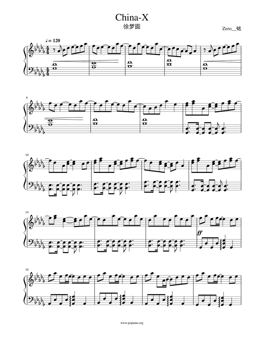 China-X 徐梦圆 Mengyuan Xu Sheet Music for Piano (Solo) | MuseScore.com