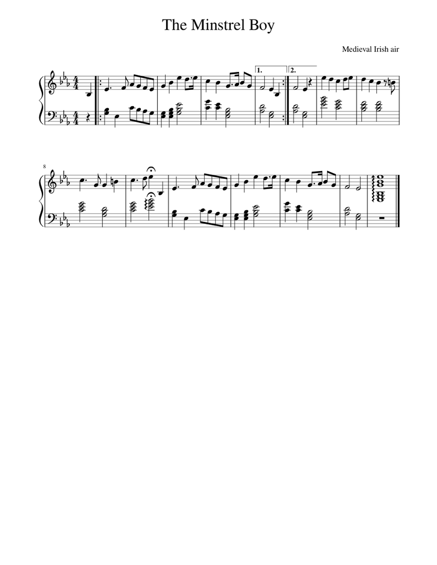The Minstrel Boy Sheet Music for Harp (Solo) | MuseScore.com