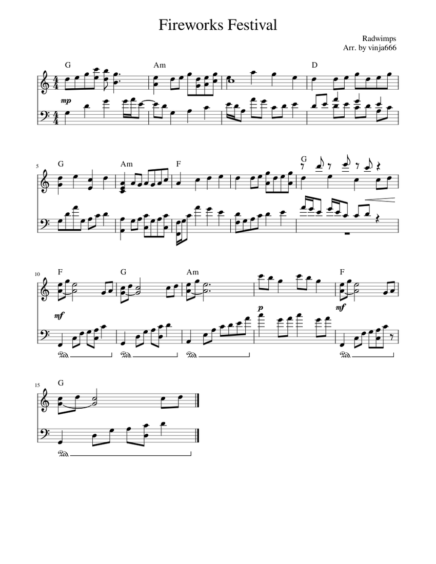 Fireworks Festival Piano Arrangement [WIP] Sheet music for Piano (Solo ...