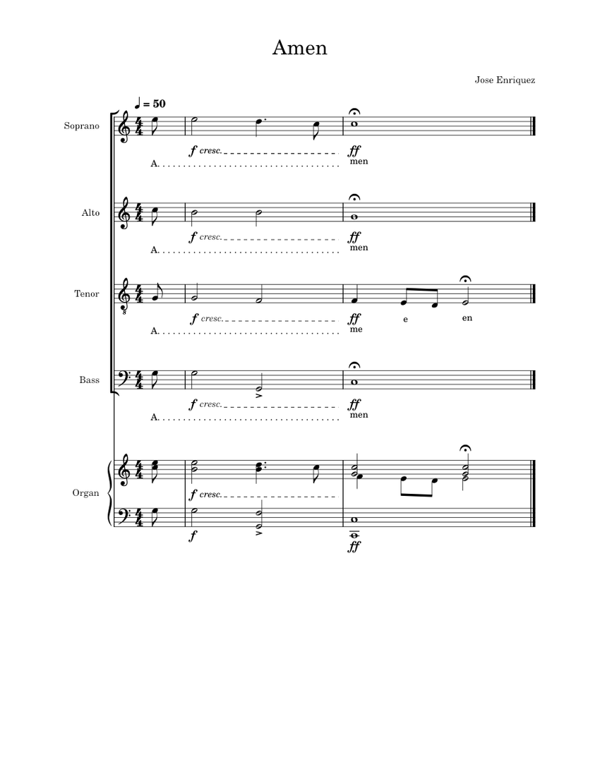 Amen Sheet music for Soprano, Alto, Tenor, Bass voice & more ...