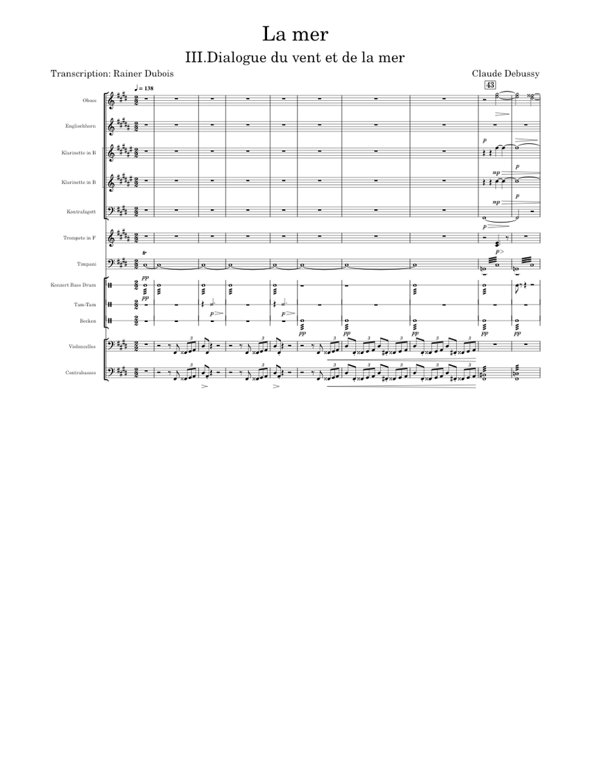 La mer 3 Sheet music for Trombone, Tuba, Flute piccolo, Flute & more ...