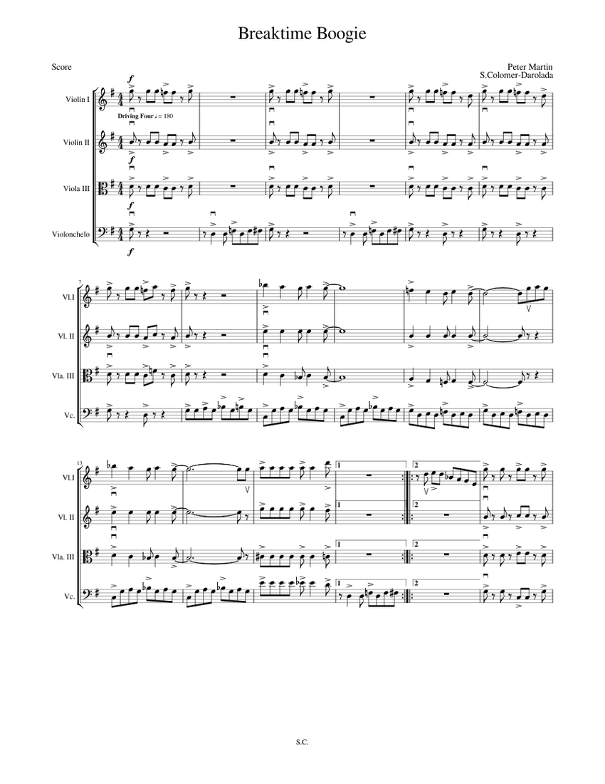 Breaktime Boogie Sheet Music for Viola, Cello (String Orchestra ...