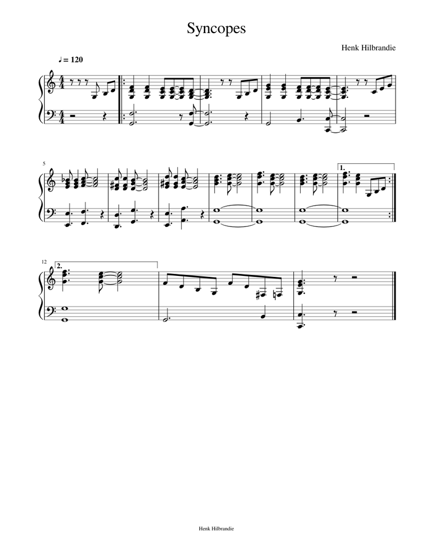Syncopes Sheet music for Piano (Solo) | Musescore.com