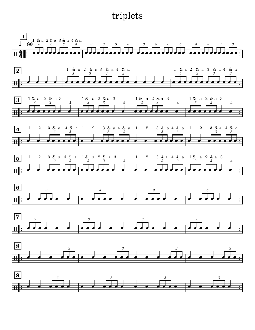 triplets Sheet music for Drum group (Solo) | Musescore.com