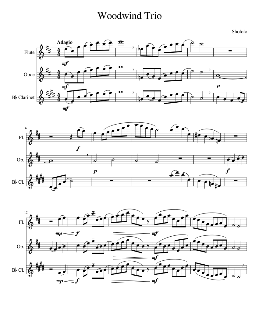 Woodwind_Trio Sheet music for Flute, Oboe, Clarinet in b-flat (Mixed ...