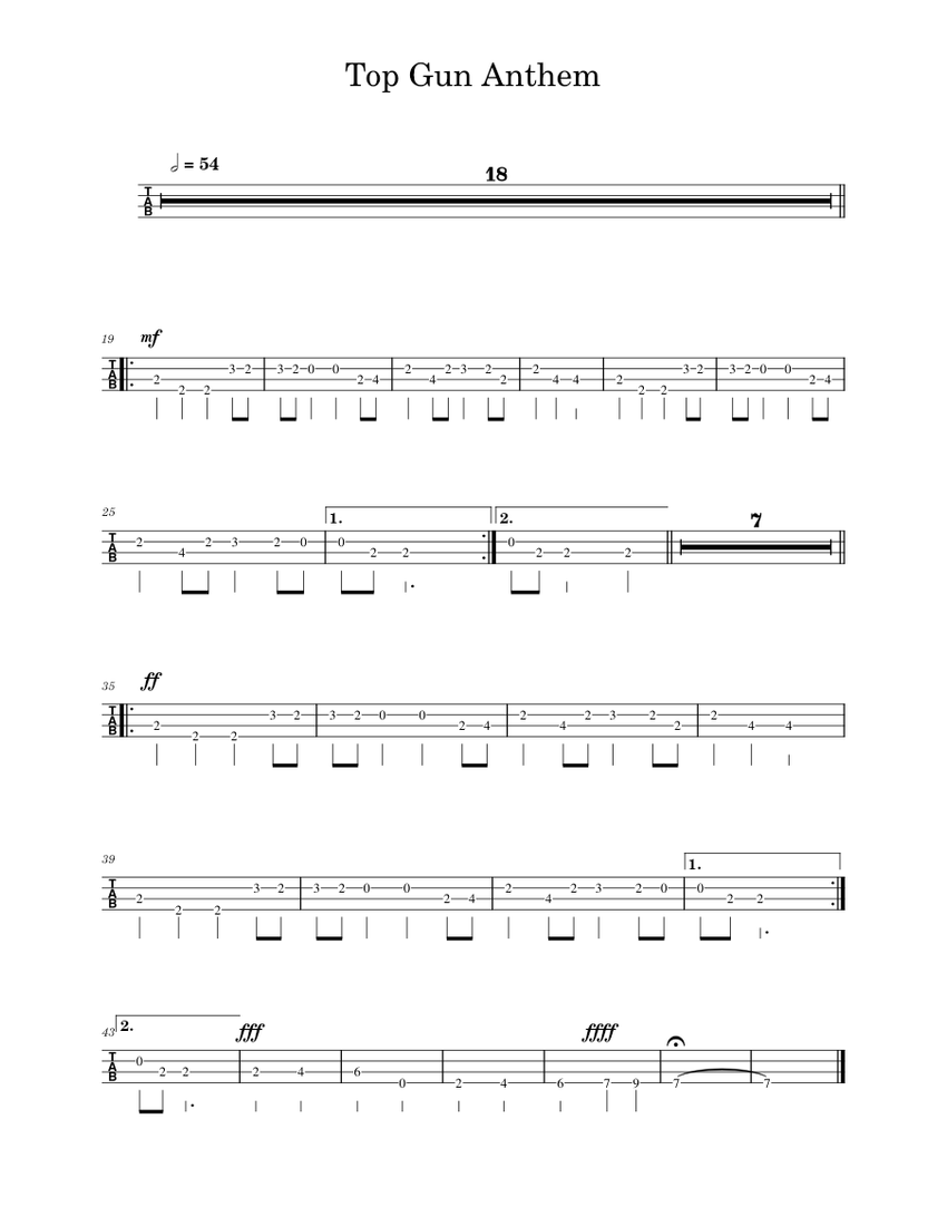 Top Gun Anthem – Harold Faltermeyer Top Gun Anthem Sheet Music for ...