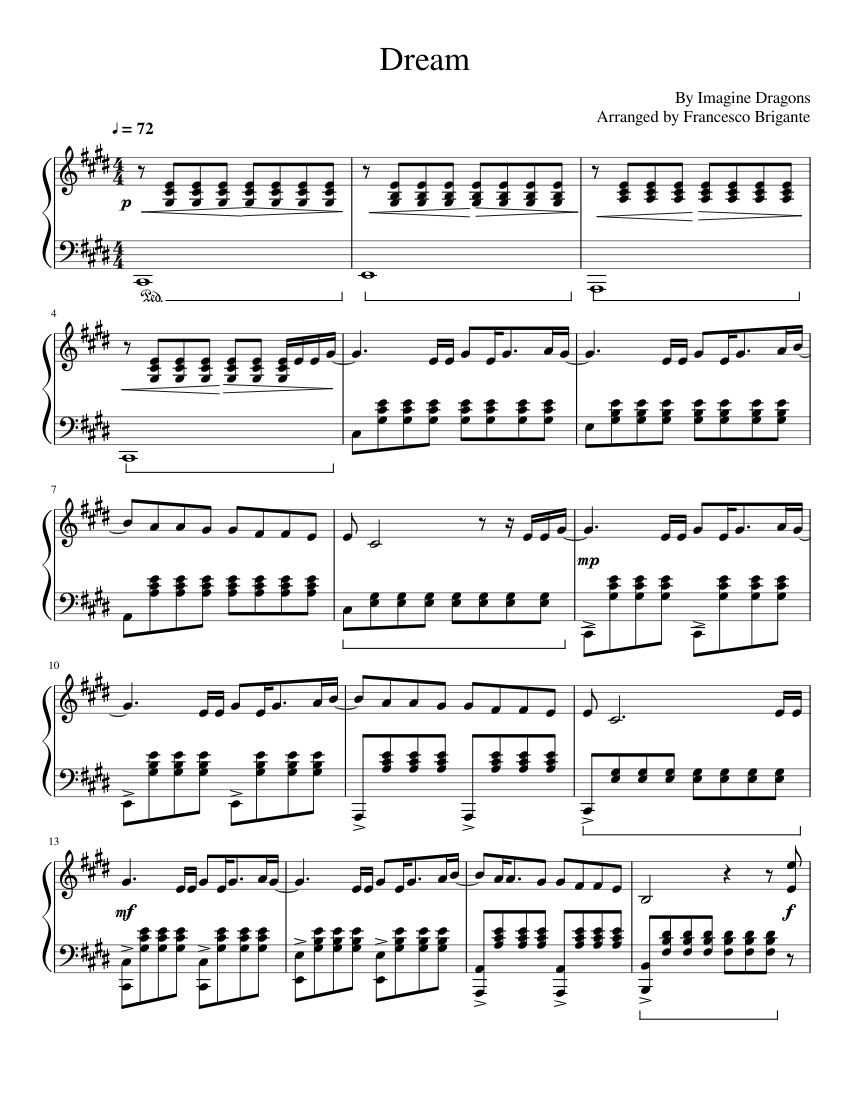 Imagine Dragons - Dream Sheet music for Piano (Solo) | Musescore.com