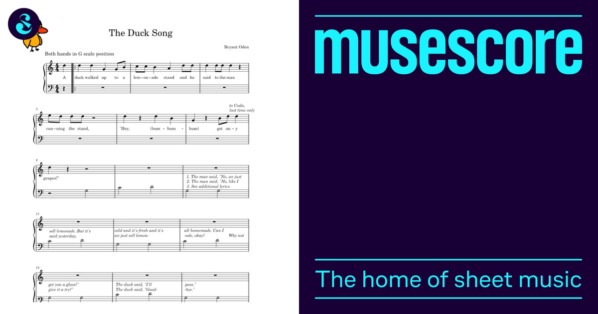 The duck song – Bryant Oden Sheet Music for Piano (Solo) easy ...